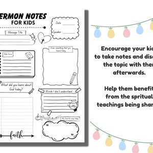 Sermon Notes for Kids Elementary Youth Christian Children Activities ...