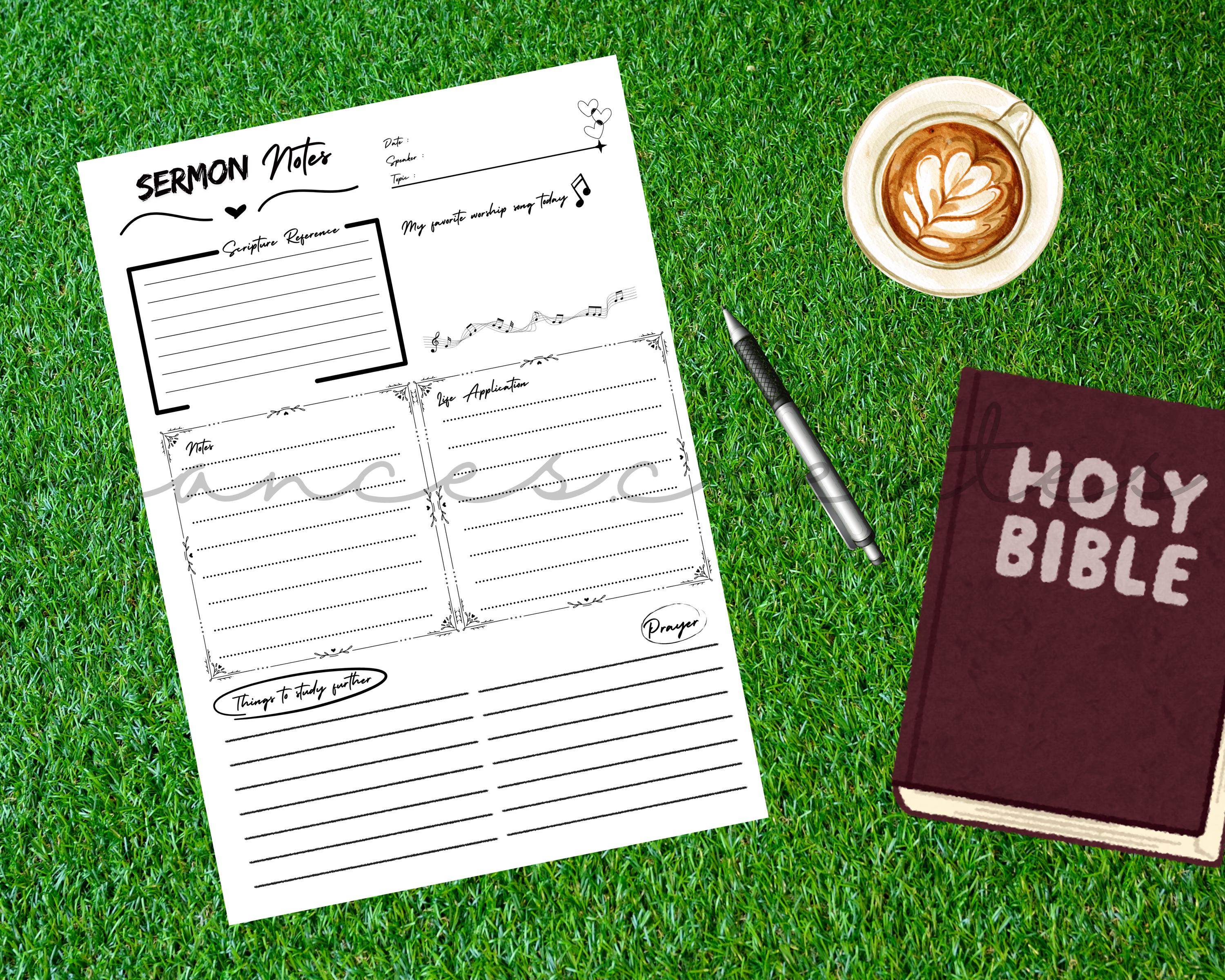 Printable Sermon Notes Church Notes Faith Journal Reflection Notes ...