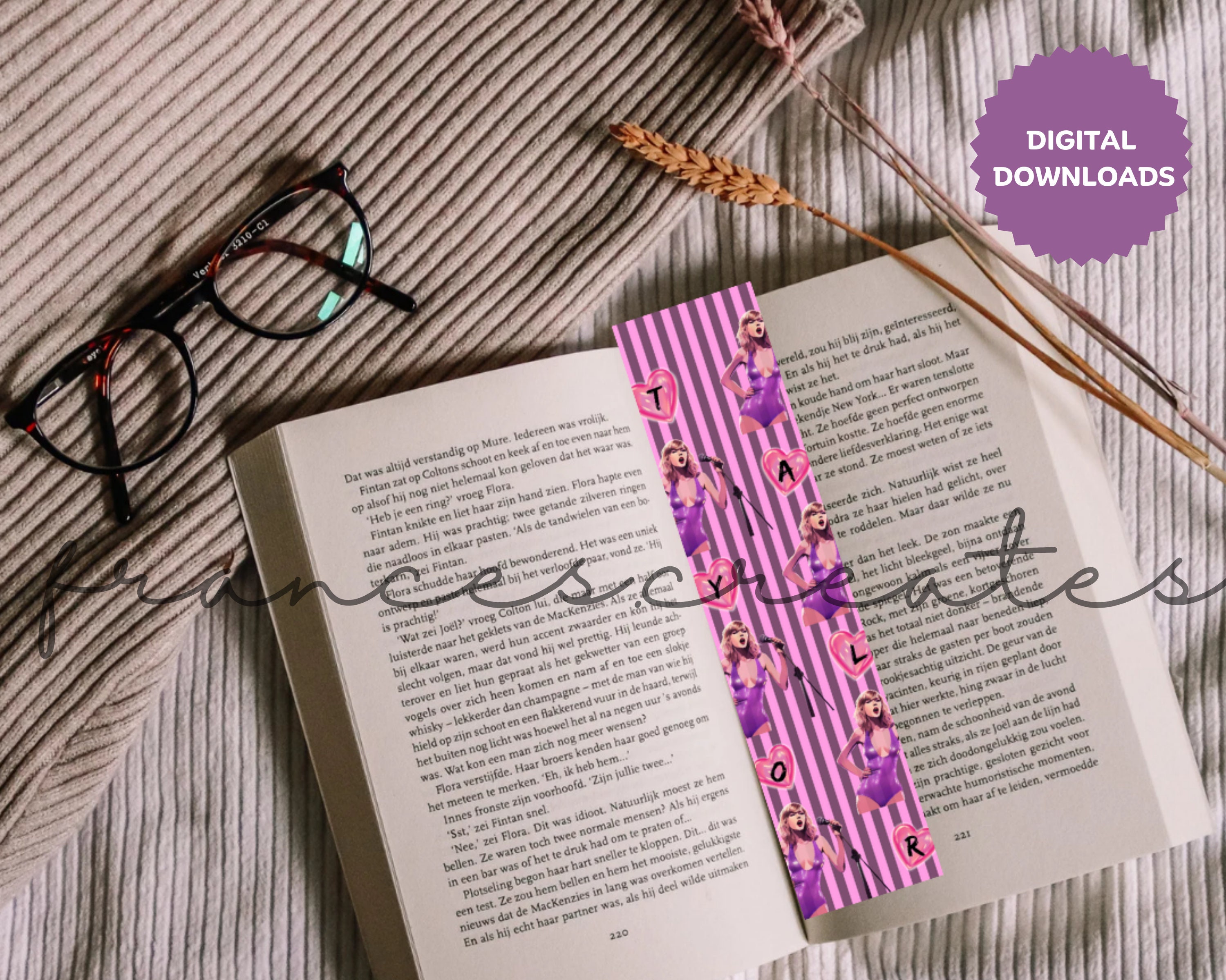 Taylor Swift Inspired Printable Bookmarks for Booklovers Swifties ...