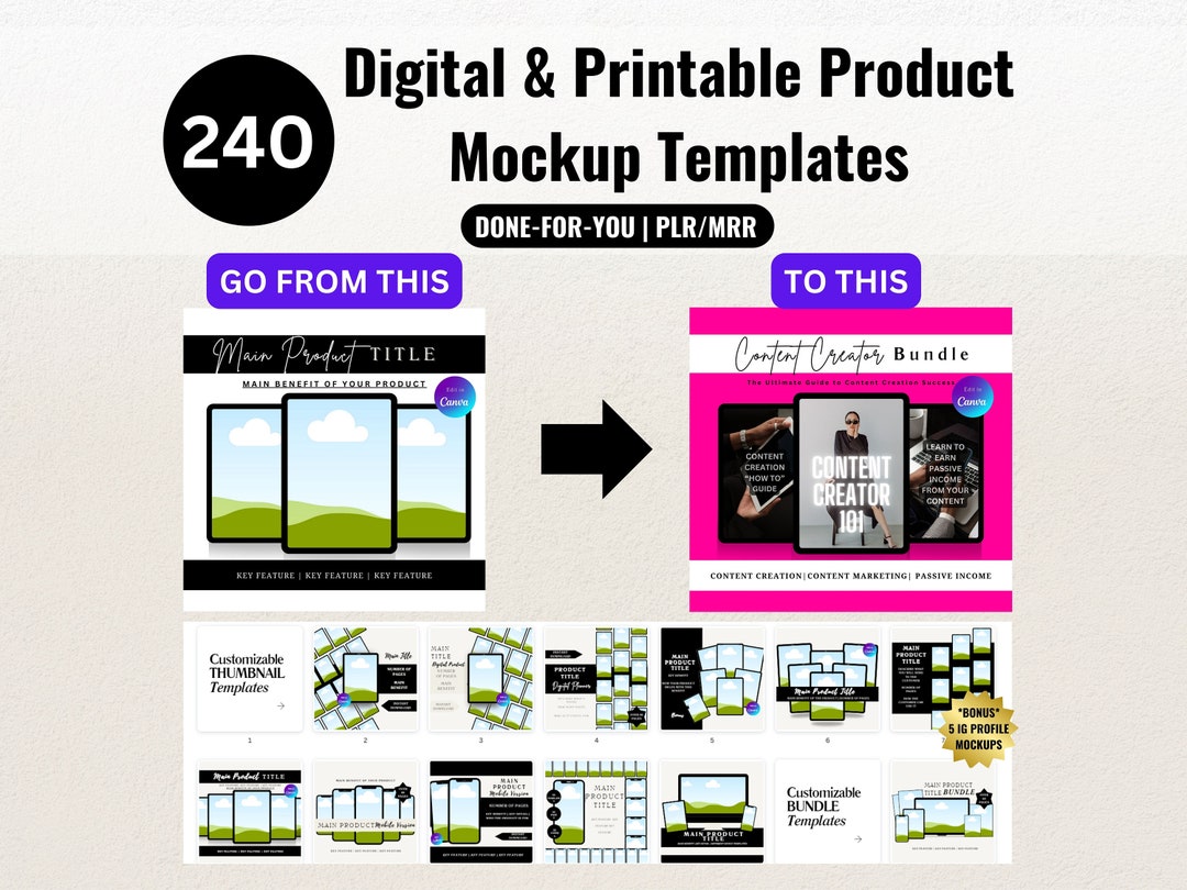 Digital Product Mockup Templates, Printable Products, Mockup Canva ...