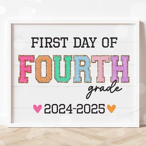 First Day of Fourth Grade Sign Printable Back to School Sign First Day ...