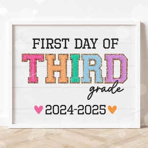 First Day of Third Grade Sign Printable Back to School Sign First Day ...