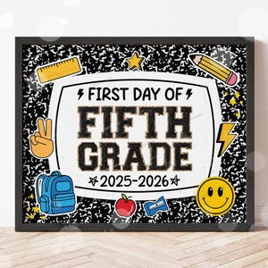 First Day of Fifth Grade Sign Printable Back to School Sign First Day ...