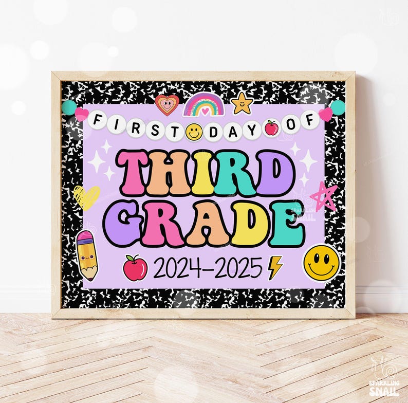 First Day of Third Grade Sign Printable Back to School Sign First Day ...