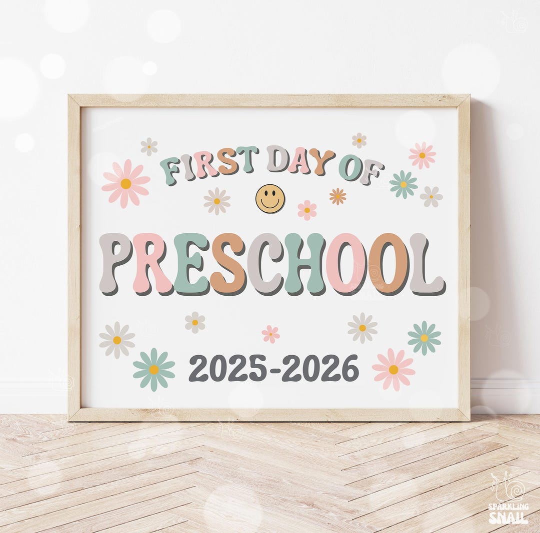 First Day of Preschool Sign, Back to School Photo Prop (digital ...