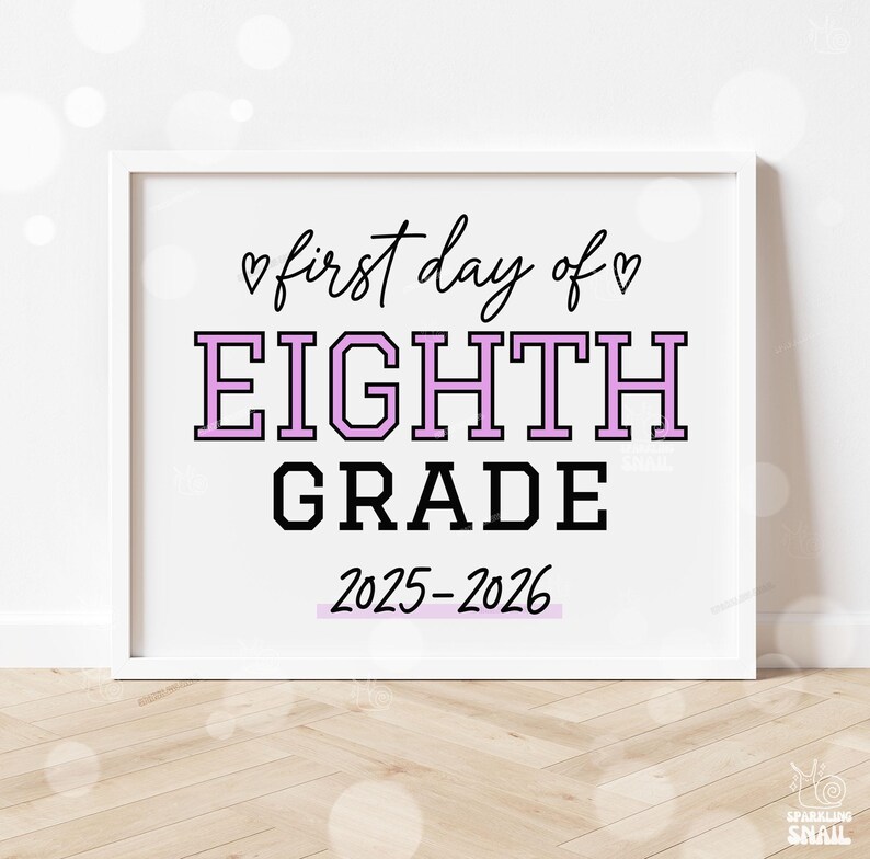 First Day of Eighth Grade Sign Printable Back to School Sign First Day ...