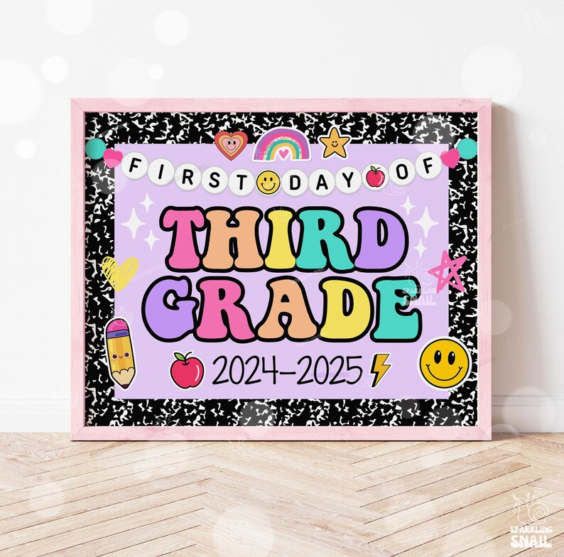 First Day of Third Grade Sign Printable Back to School Sign First Day ...