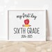 First Day of Sixth Grade Sign Printable Back to School Sign First Day ...