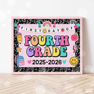 First Day of Fourth Grade Sign Printable Back to School Sign First Day ...