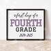 First Day of Fourth Grade Sign Printable Back to School Sign First Day ...