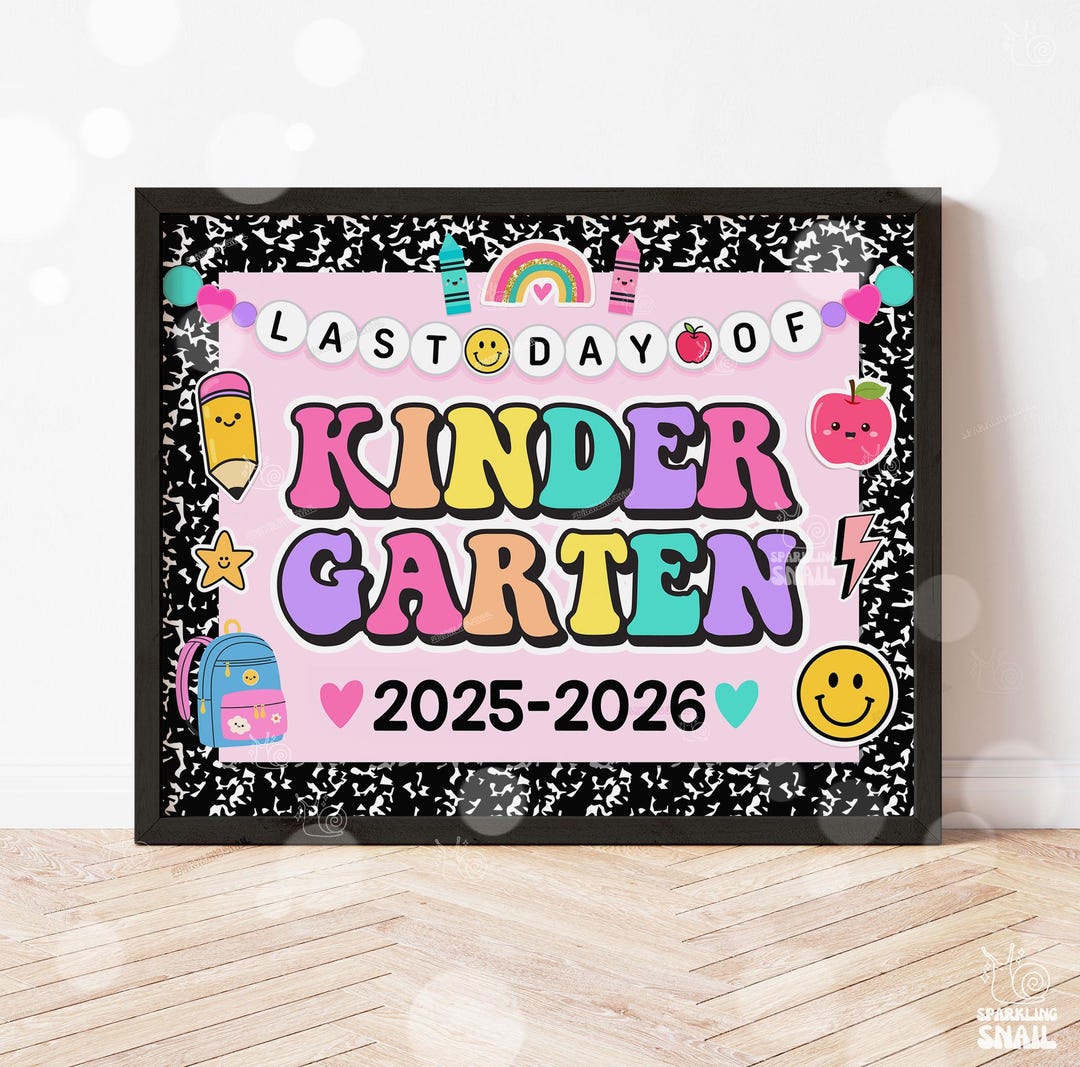 Last Day of Kindergarten Sign Printable Last Day of School Signs ...