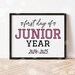 First Day of Junior Year Sign Printable Back to School Sign First Day ...