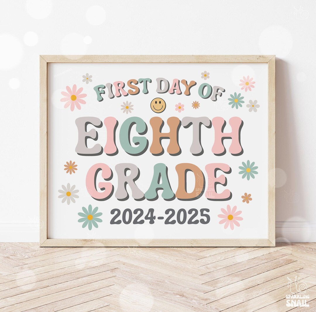 First Day of Eighth Grade Sign Printable Back to School Sign First Day ...