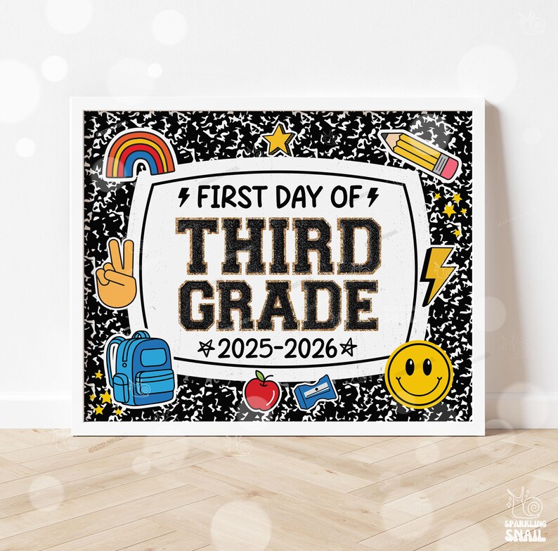 First Day of Third Grade Sign Printable Back to School Sign First Day ...