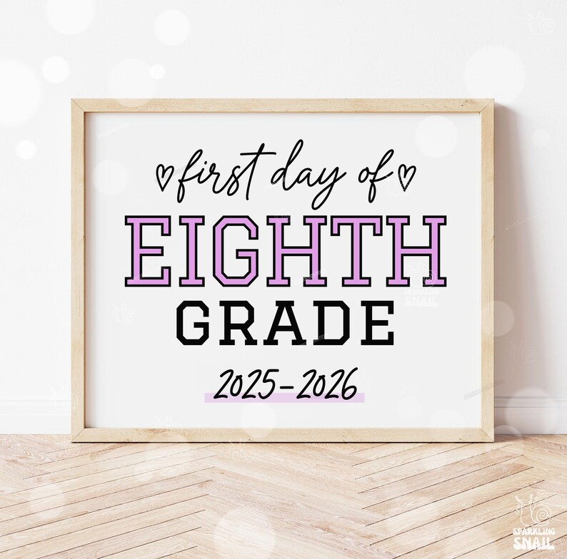 First Day of Eighth Grade Sign Printable Back to School Sign First Day ...