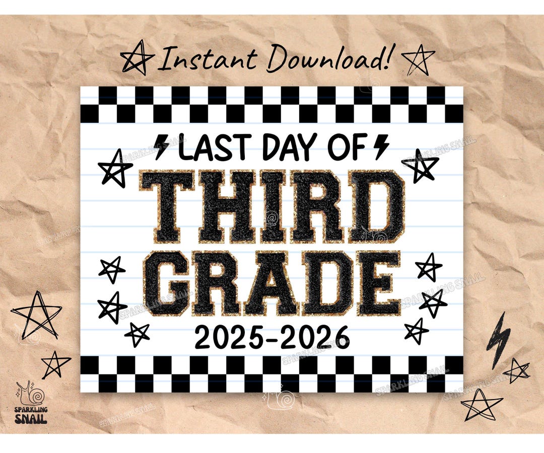 Last Day of Third Grade Sign Printable Last Day of School Signs Instant ...