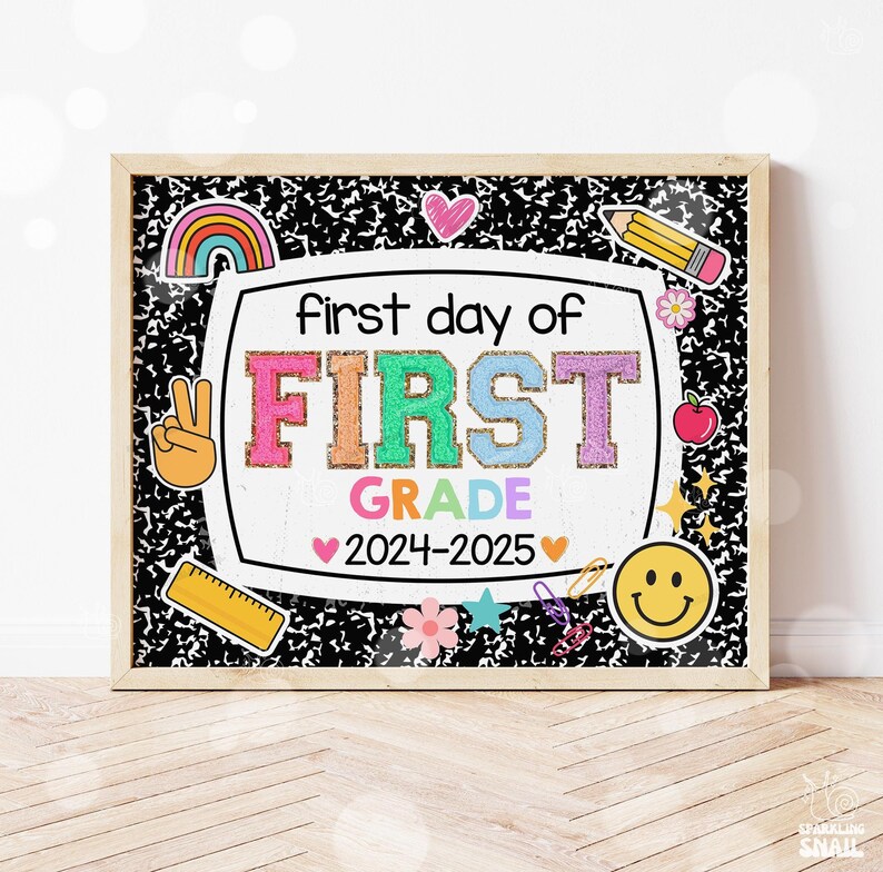 First Day of First Grade Sign Printable Back to School Sign First Day ...