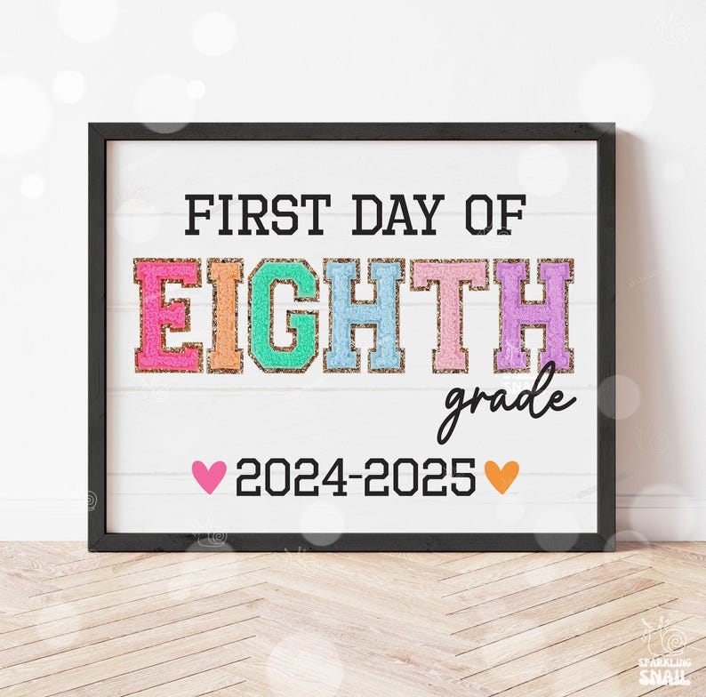 First Day of Eighth Grade Sign Printable Back to School Sign First Day ...