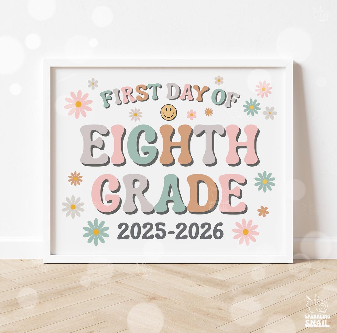 First Day of Eighth Grade Sign Printable Back to School Sign First Day ...
