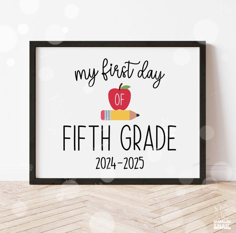 First Day of Fifth Grade Sign Printable Back to School Sign First Day ...