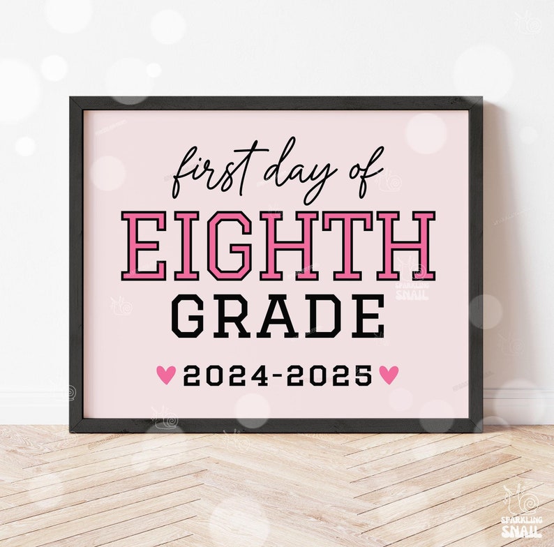 First Day of Eighth Grade Sign Printable Back to School Sign First Day ...