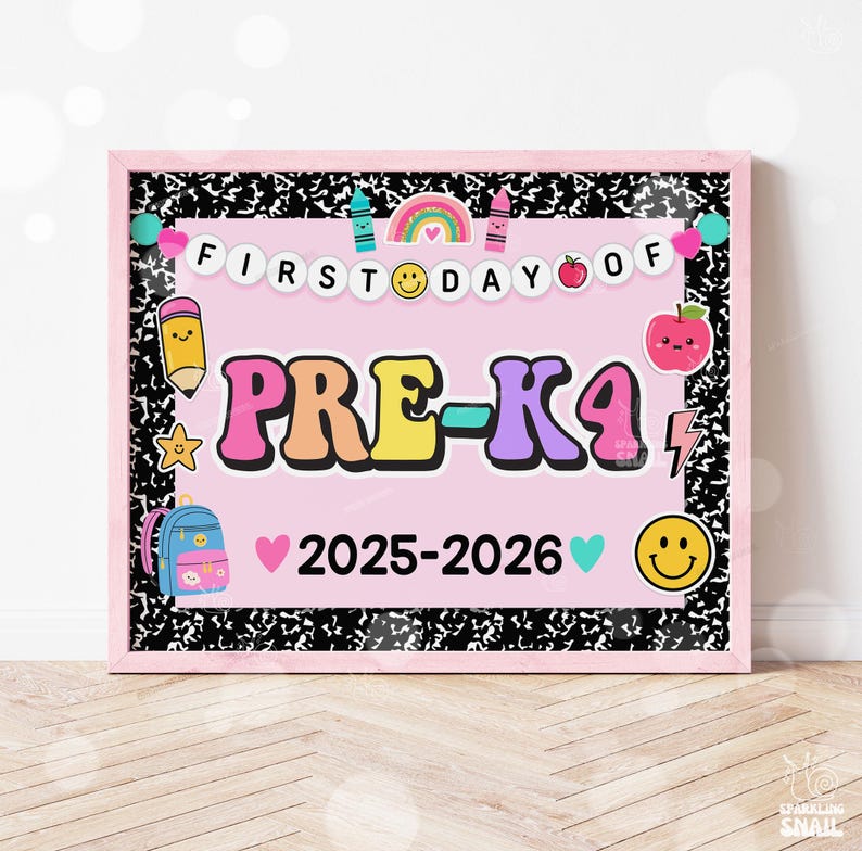 First Day of Pre-k Sign Printable First Day of School Signs Back to ...