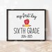 First Day of Sixth Grade Sign Printable Back to School Sign First Day ...