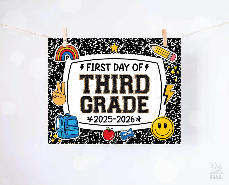 First Day of Third Grade Sign Printable Back to School Sign First Day ...
