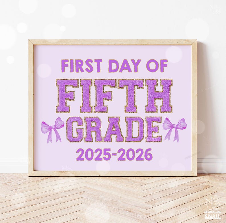 First Day of Fifth Grade Sign Printable Back to School Sign First Day ...