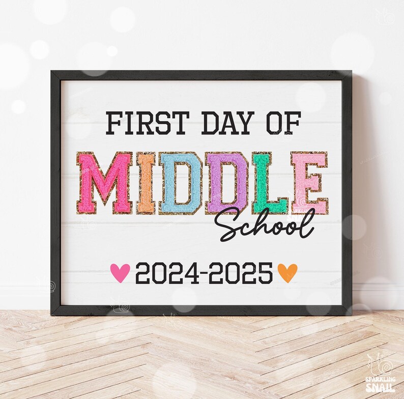 First Day of Middle School Sign Printable Back to School Sign First Day ...