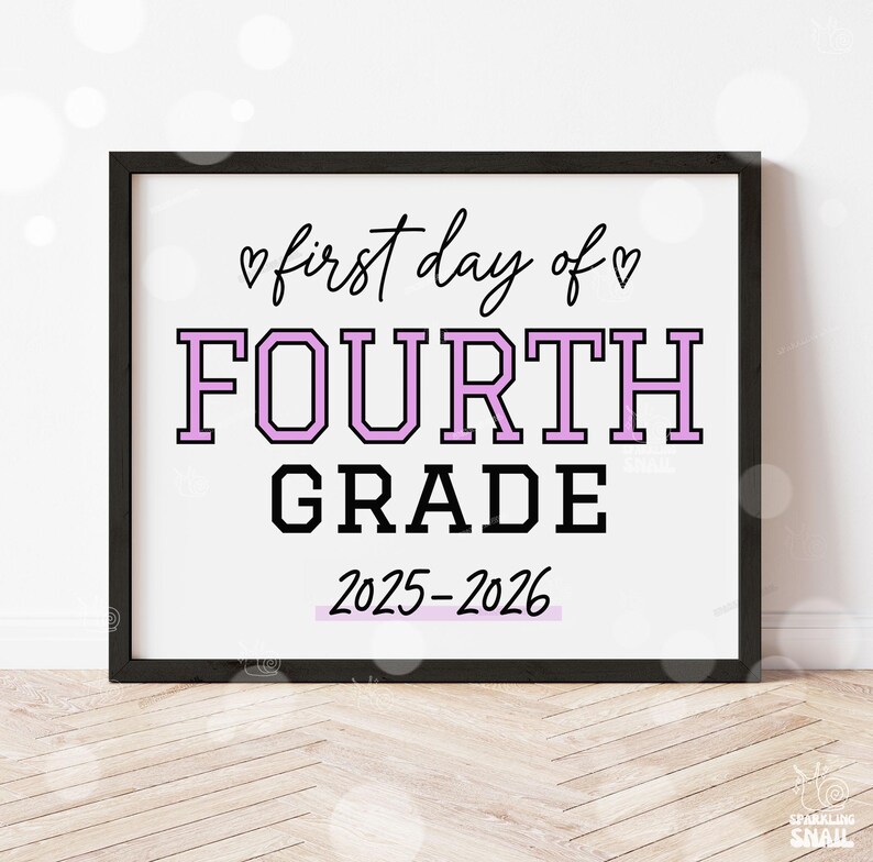 First Day of Fourth Grade Sign Printable Back to School Sign First Day ...