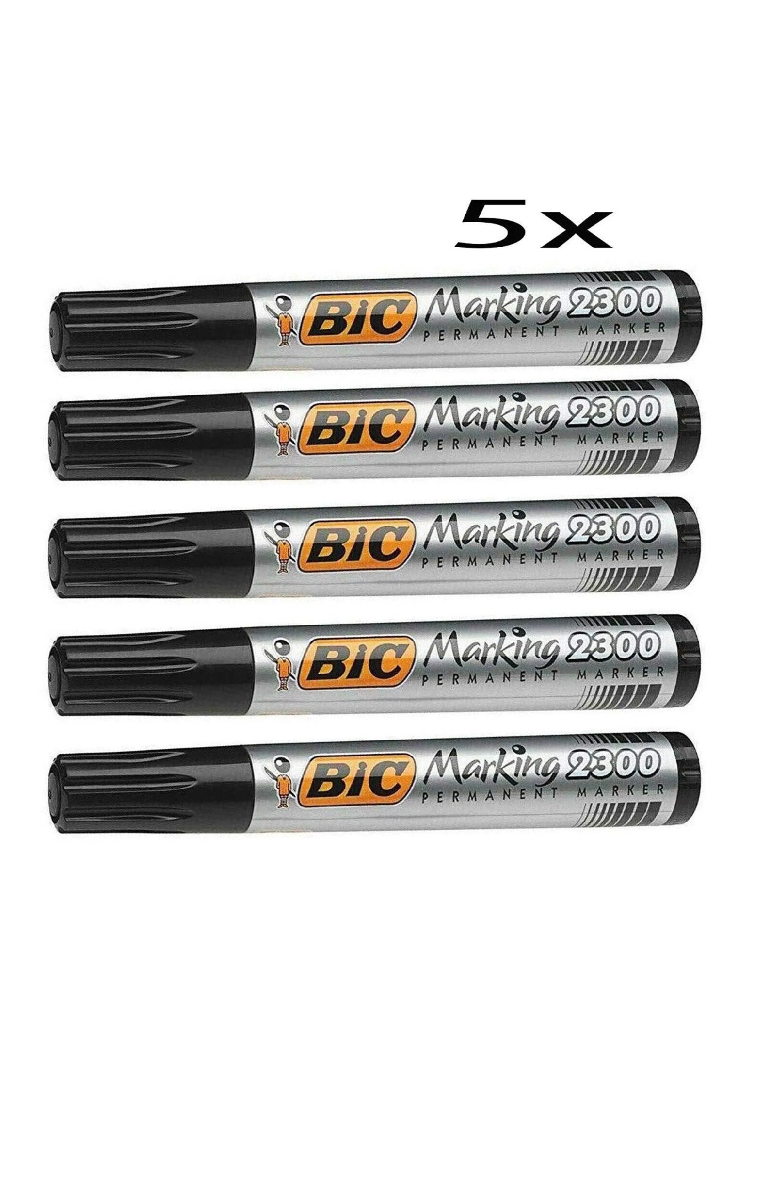 New BIC Permanent Marker Pens 2300 Thick Chisel Tip Marking Point Black ...
