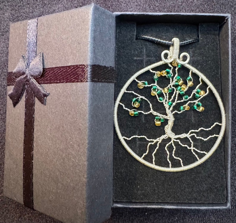 Handmade Tree of Life Silver Plated Wire Wrapped 20 Black Chord ...