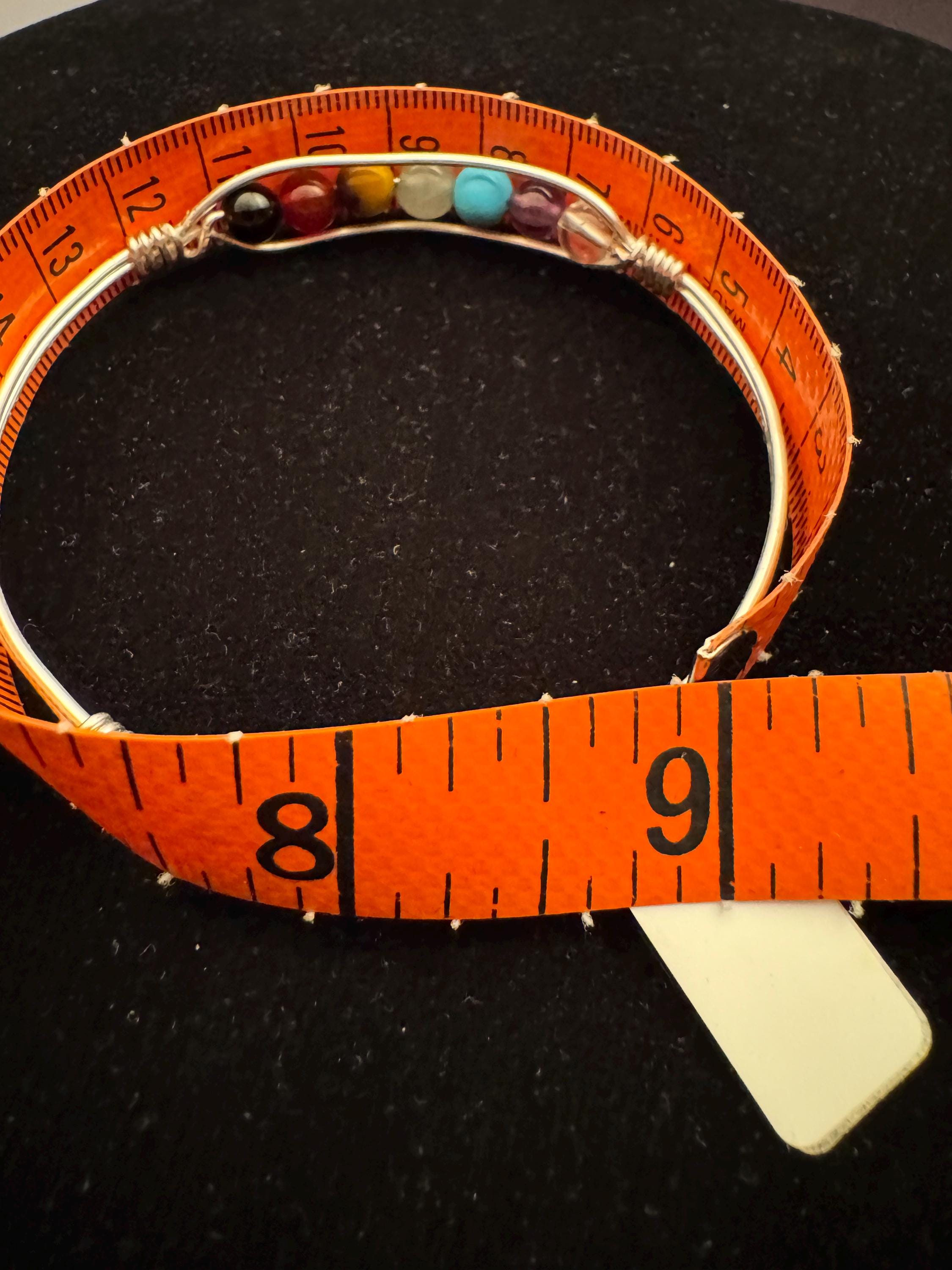 Handmade 7 Chakra Bracelet: Silver Plated Wire Wrapped Artisan Jewelry ...