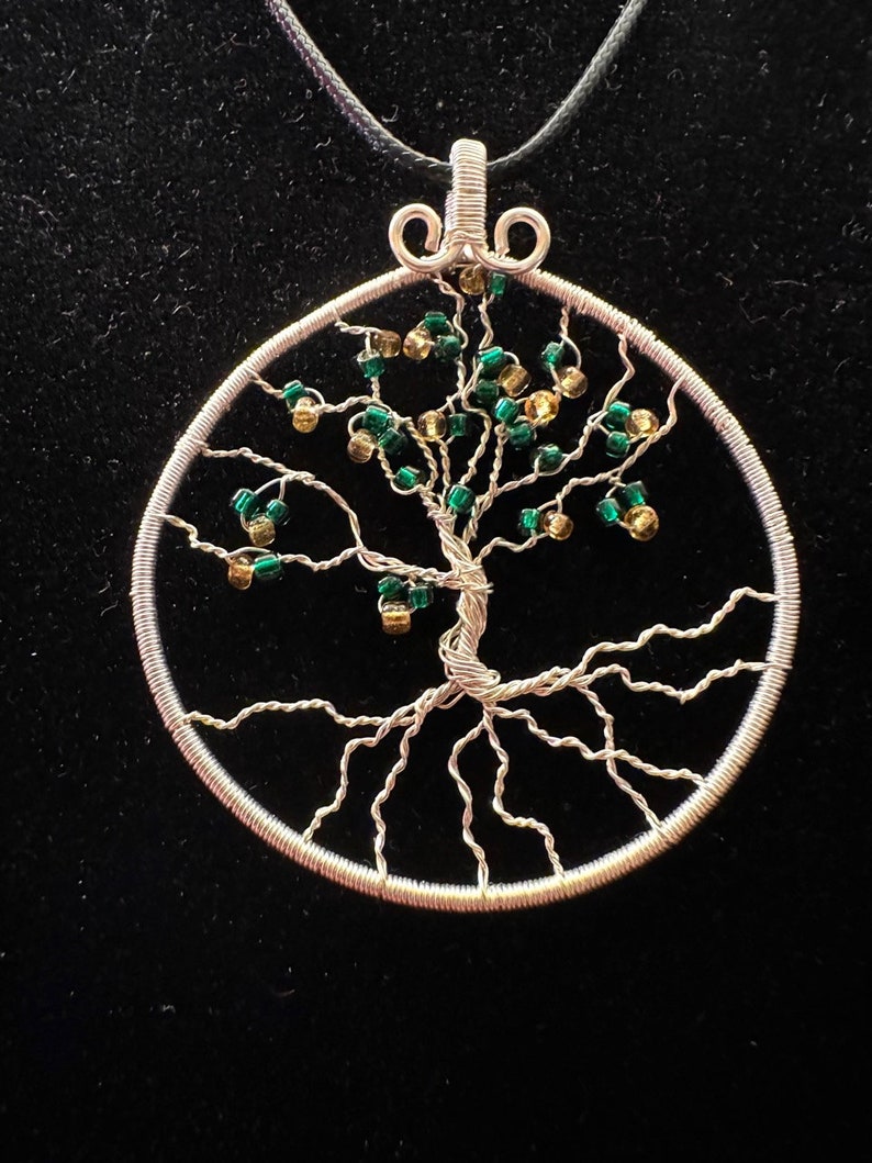 Handmade Tree of Life Silver Plated Wire Wrapped 20 Black Chord ...