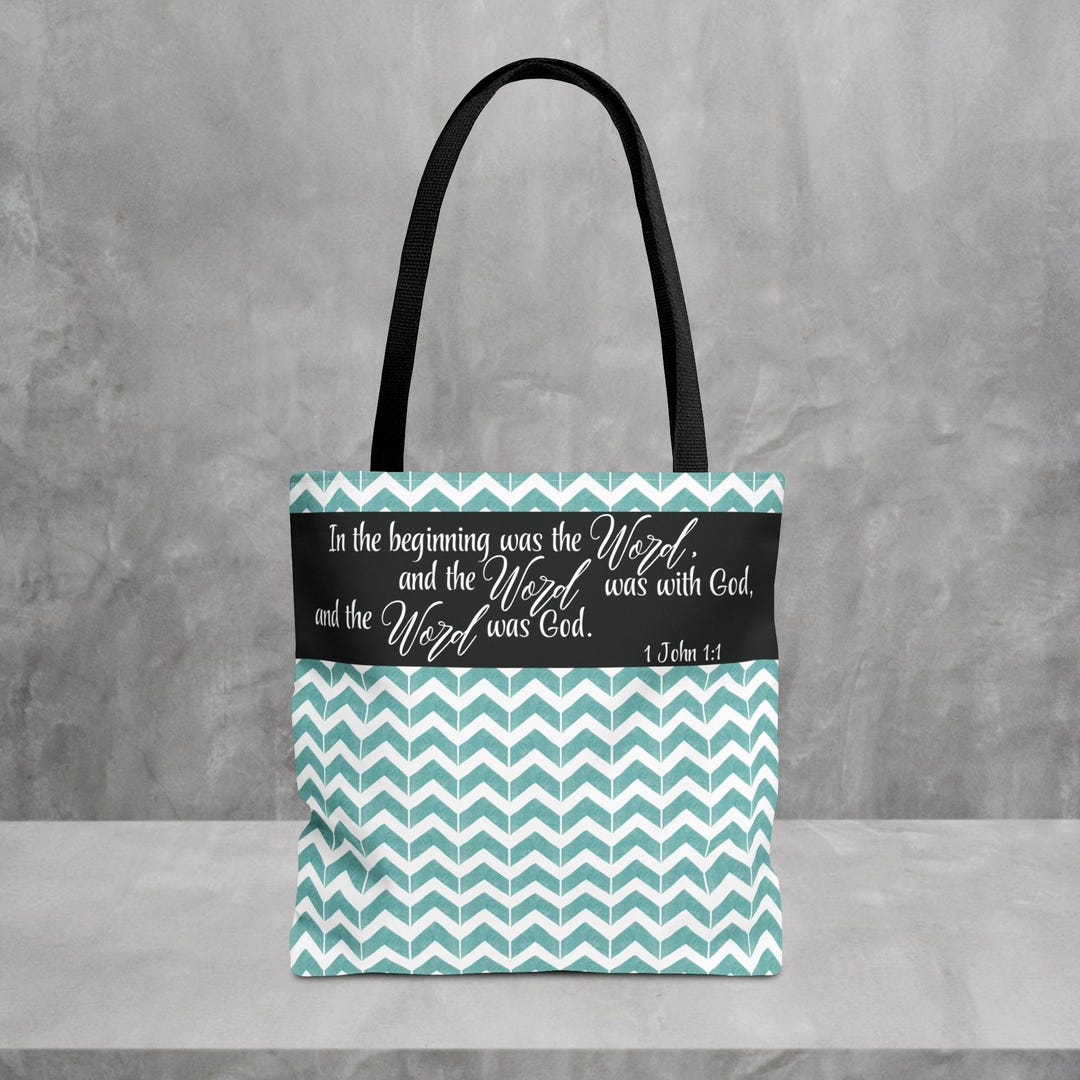 Tote Bag Inspirational Bible Verse Chevron Pattern, Religious Gift ...