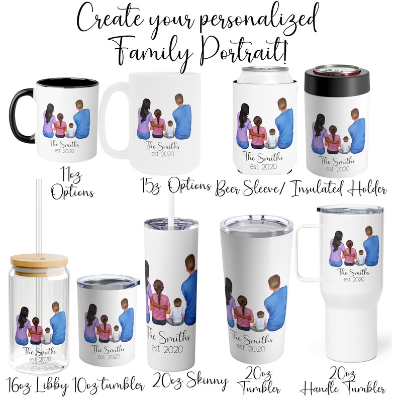 Customized Family Photo Cartoon Clip Art Portrait Personalized Mug ...