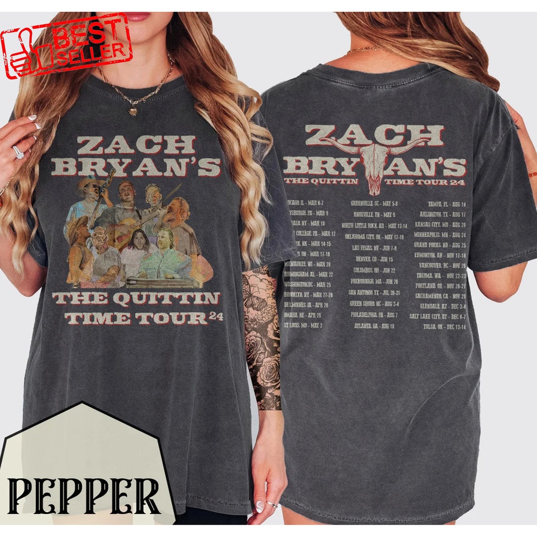 Retro Zach Bryan the Quittin Time Tour 2024 Shirt, Zach Bryan Tshirt, Country Music Shirt, the ...