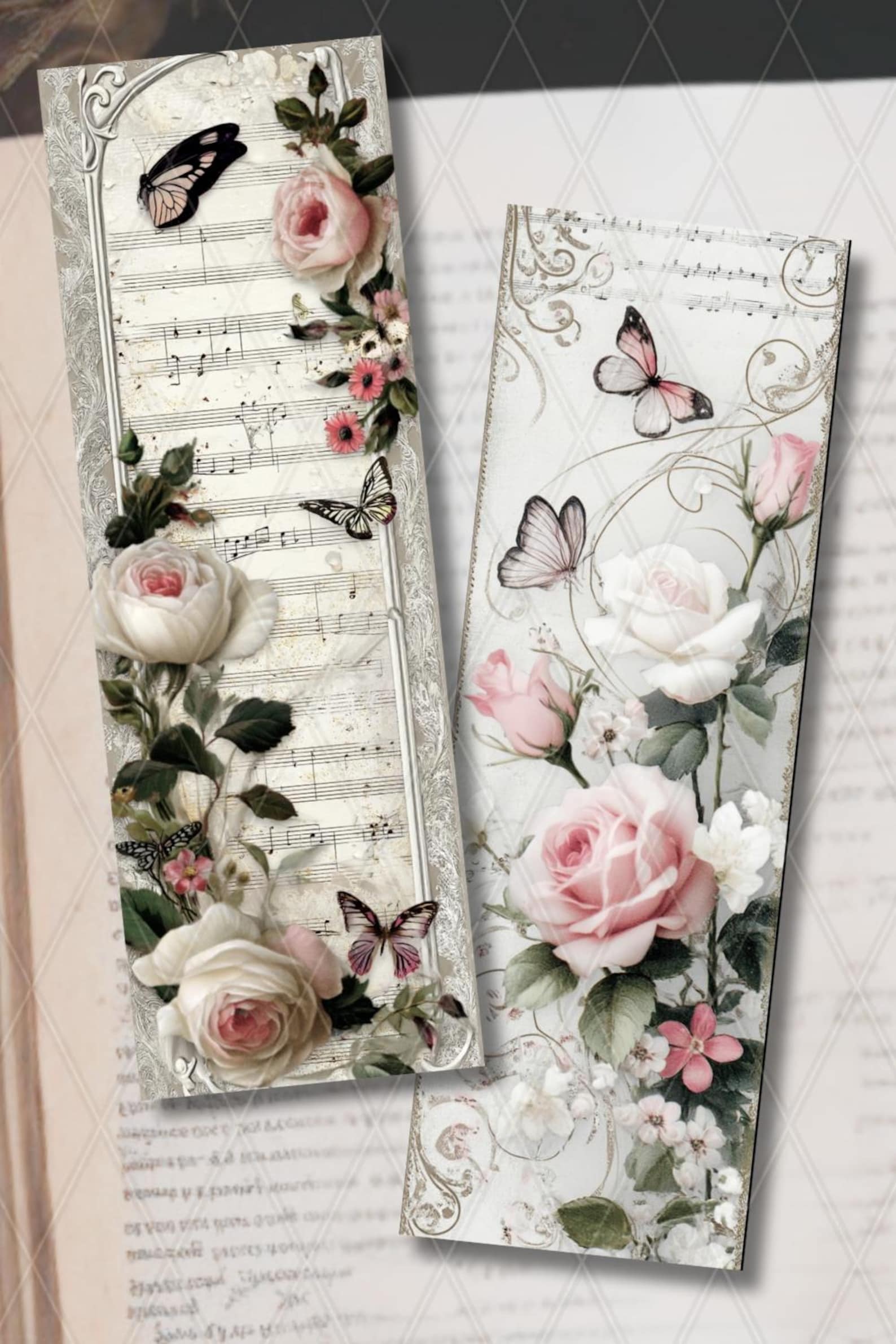 Coquette Bookmark Floral Print Artful Bookmark for Junk Journal Musical ...