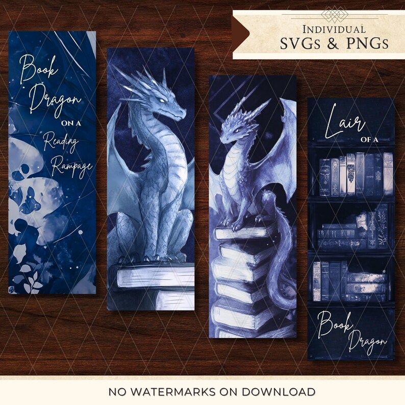 Book Dragon Bookmark Digital Book Lover Gift for Junk Journal Dragon ...