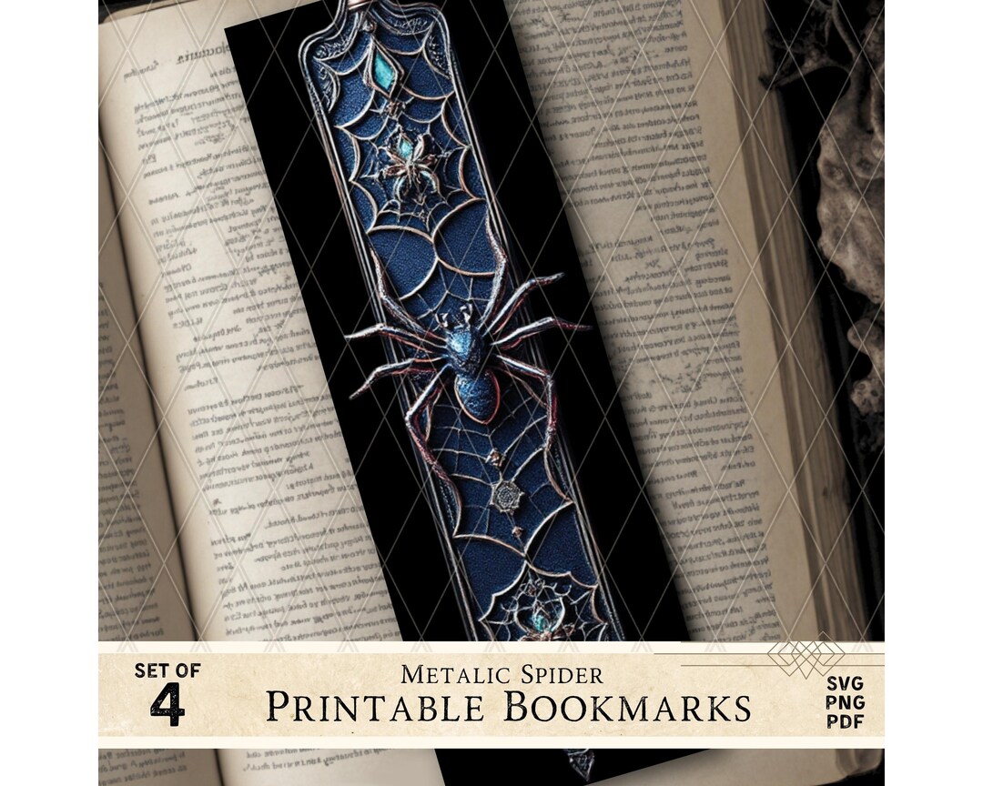 Spider Bookmark Printable Goth Digital Art Eerie Vibes Idea Spooky ...