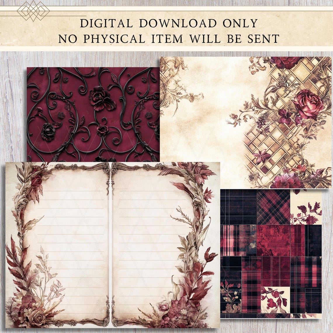 Grunge Pattern Scrapbook Printable Seamless Pattern Romantic Junk ...