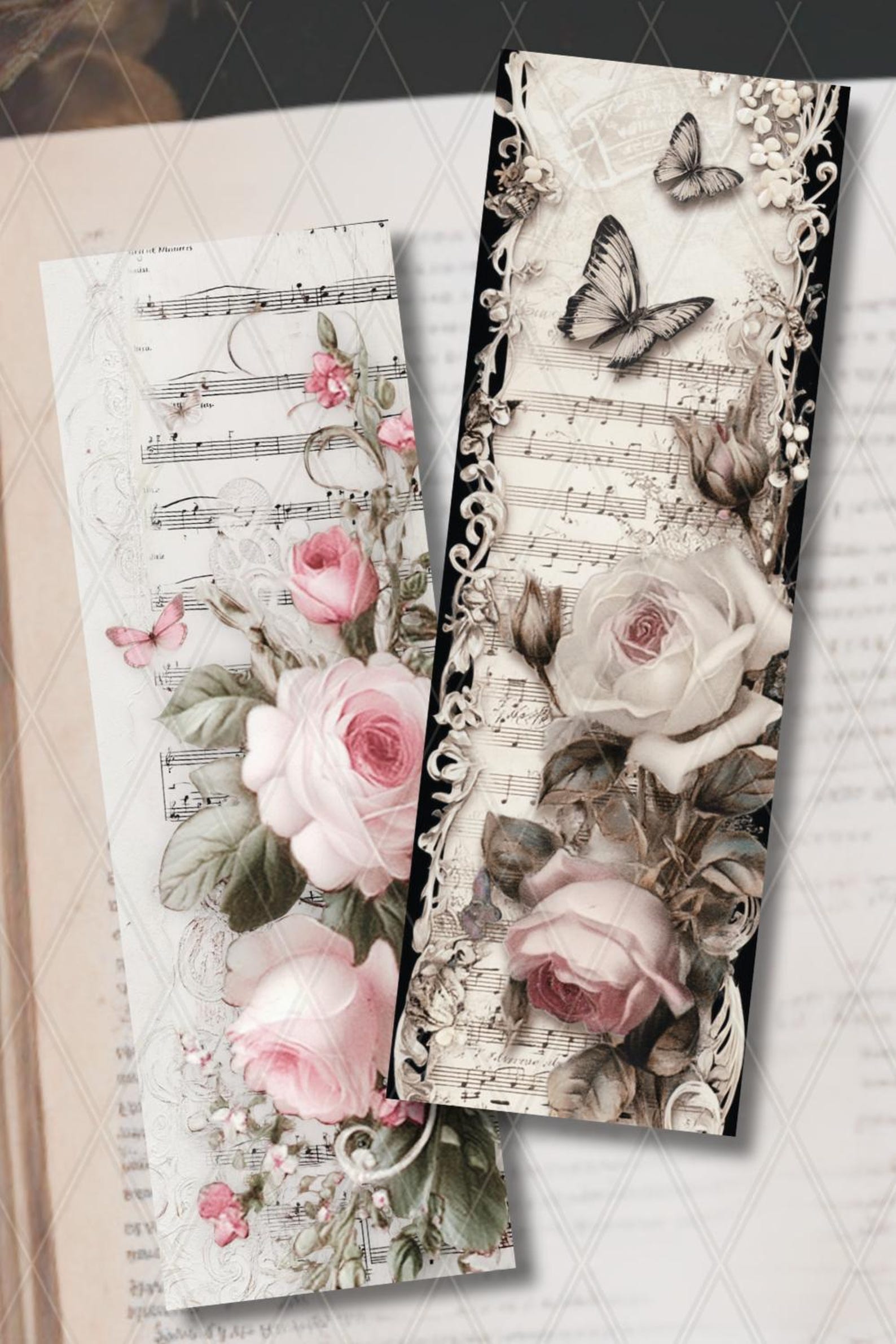 Coquette Bookmark Floral Print Artful Bookmark for Junk Journal Musical ...