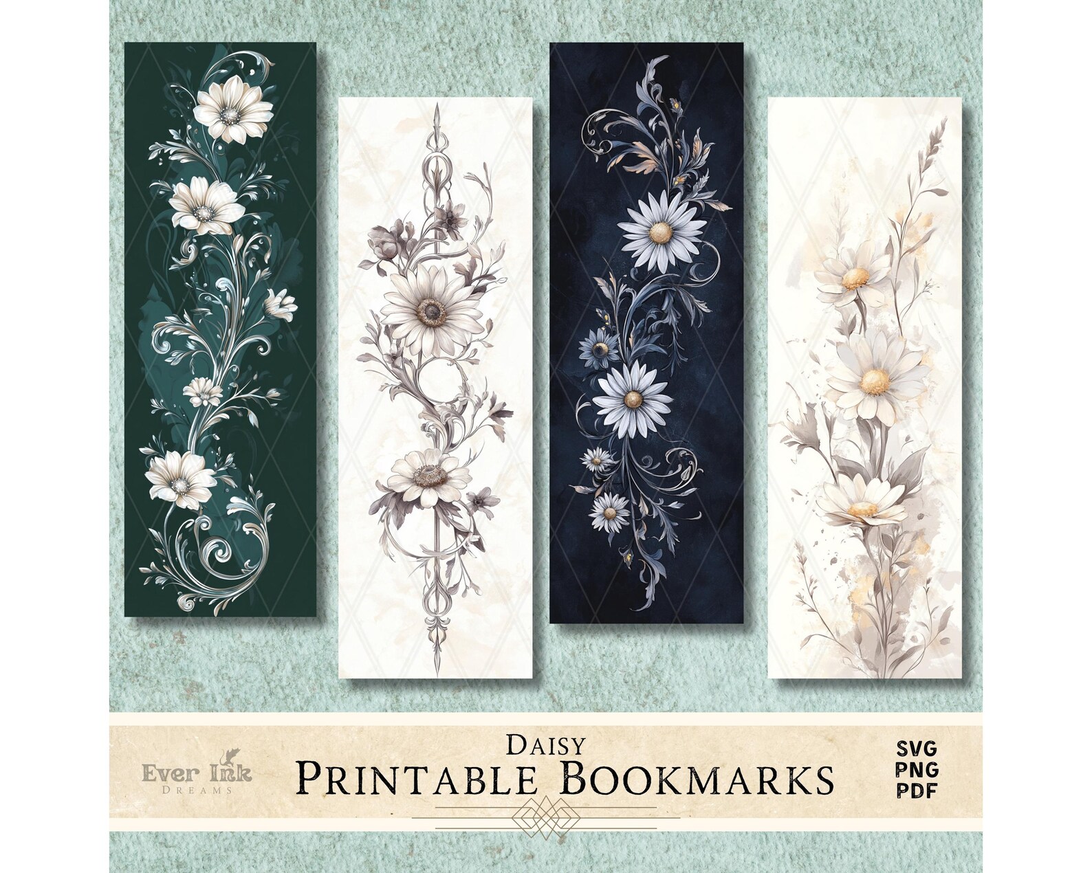 Cute Bookmarks Spring Bookmark Sublimation Botanical Ephemera Dark ...