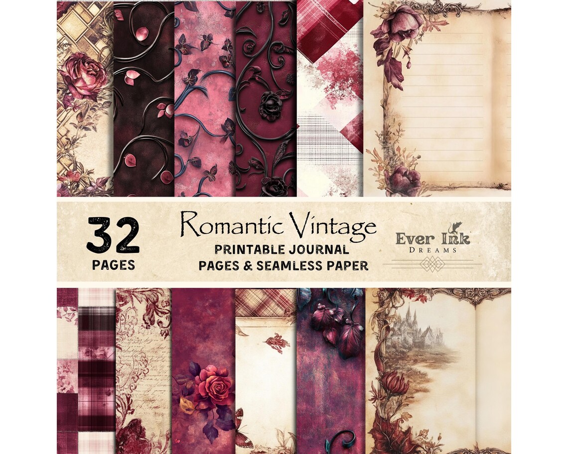 Grunge Pattern Scrapbook Printable Seamless Pattern Romantic Junk ...