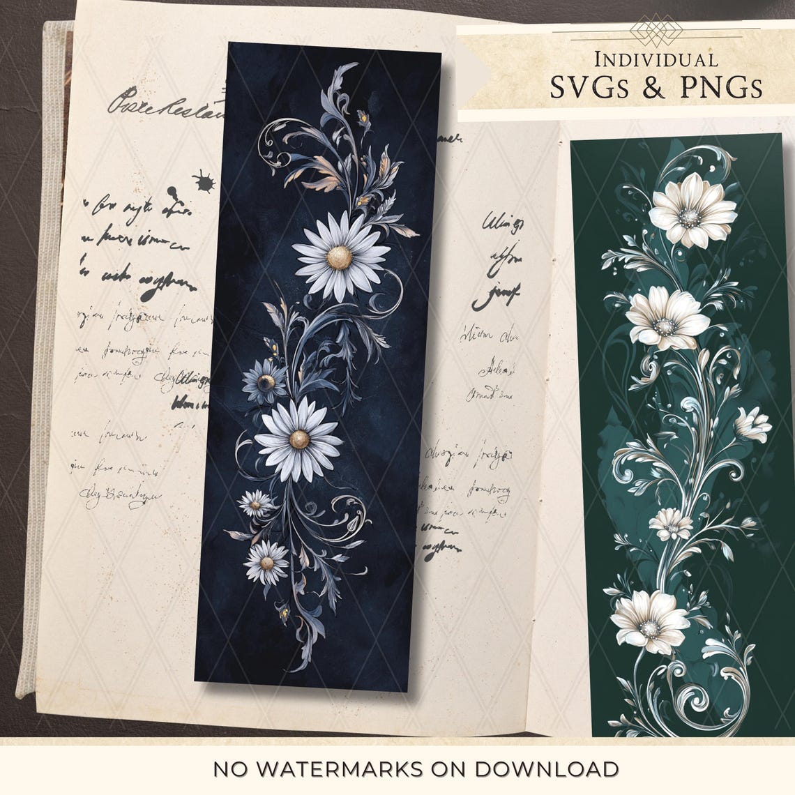 Cute Bookmarks Spring Bookmark Sublimation Botanical Ephemera Dark ...