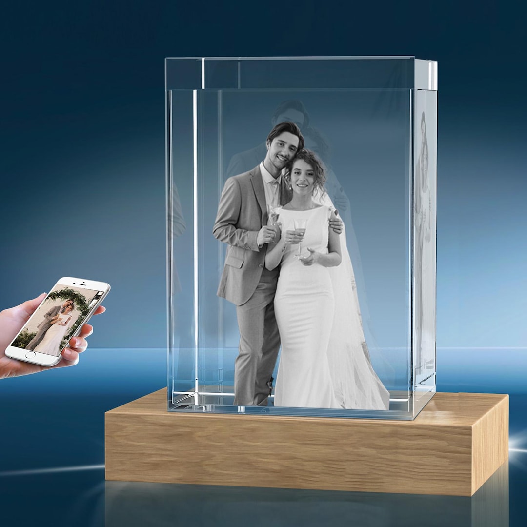 Custom 3D Crystal Photo - Personalized Valentines Gift, Laser Engraved ...