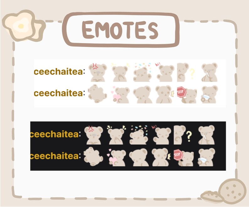 Twitch Emotes | Discord Emotes Pack (12) | Cute Kawaii Aesthetic Brown ...