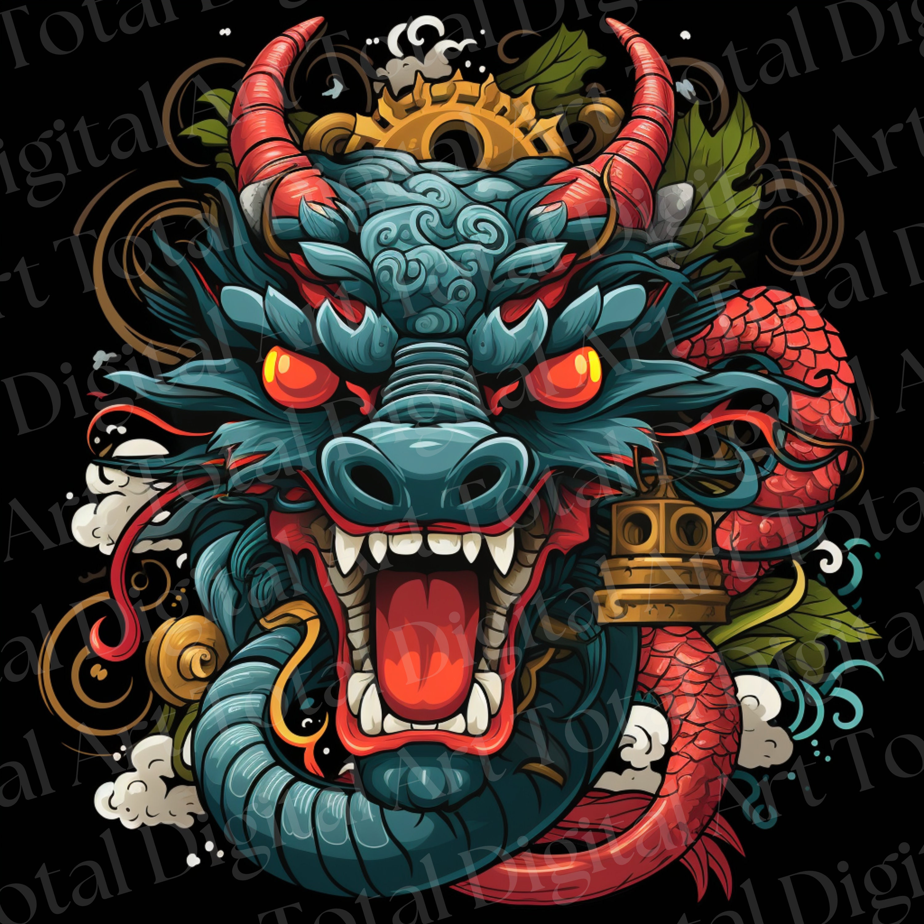 Japanese Dragon in PNG and in PNG With Transparent Background. Digital ...