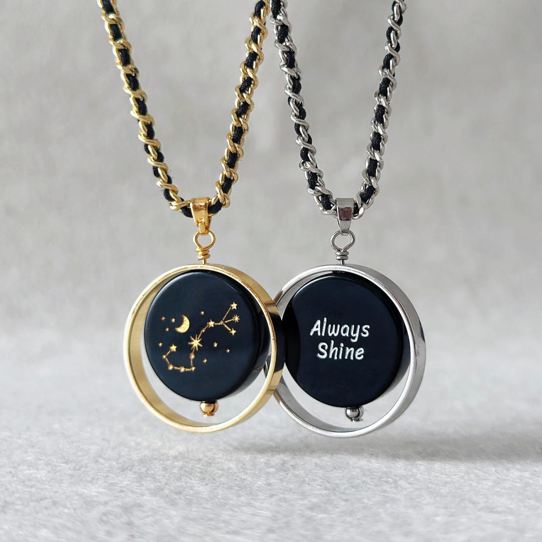 Custom Zodiac Star Sign Necklace, Moon and Stars Pendant Necklace ...